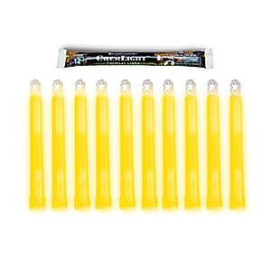 Cyalume Military Grade Yellow Glow Sticks - Premium Bright 6” ChemLight Emergency Glow Sticks with 8 Hour Duration (Bulk Pack of 10 Chem Lights)