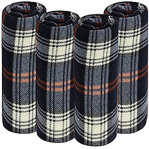 Plaid Fleece Blankets and Throws Bulk Fleece Blankets 24 Pack Plaid Blankets in Bulk for Wedding Guests, Homeless 50x60, 160 GSM