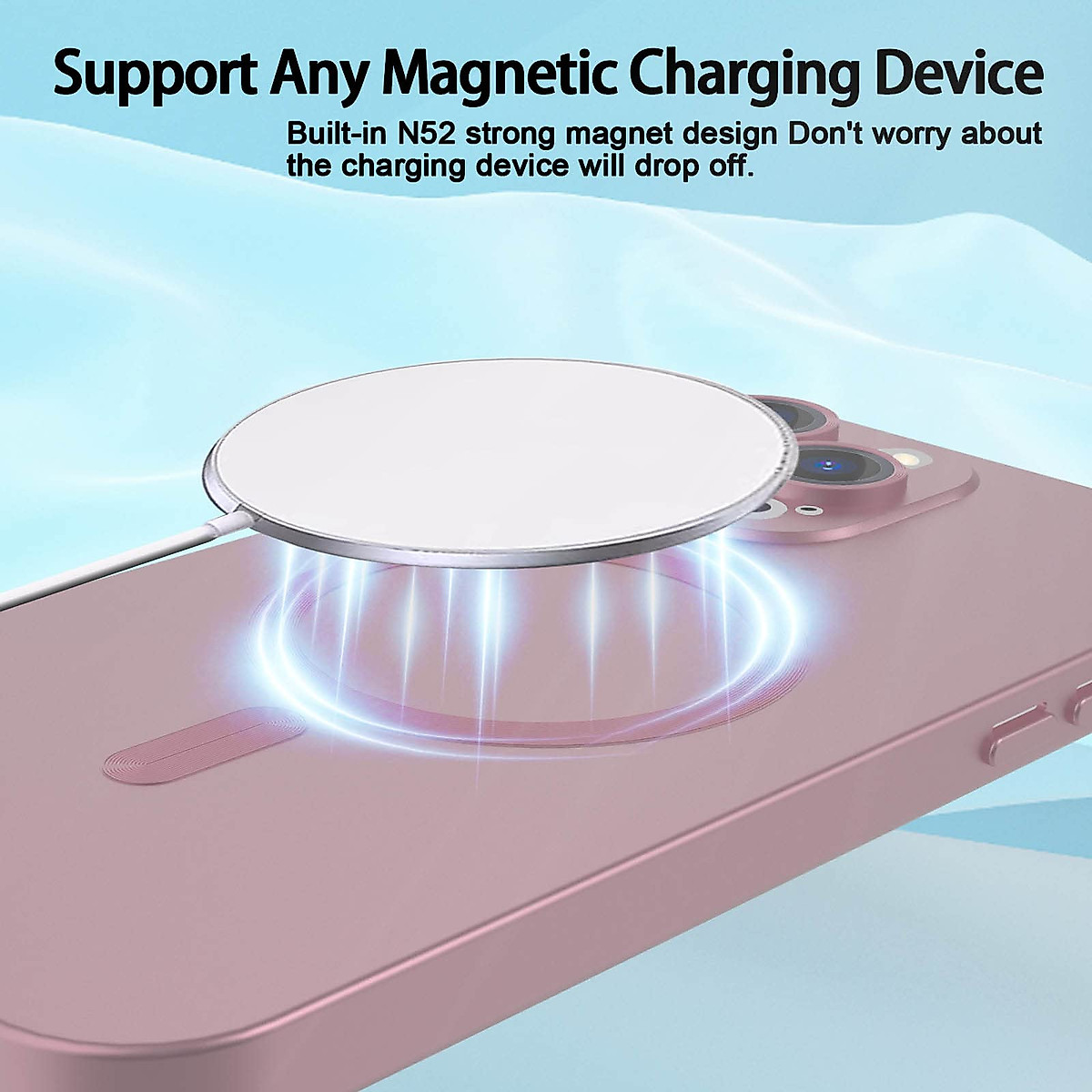 Womdakon Magnetic Case for iPhone 14 Pro Max Phone Case for Women, [Adaptation with Magsafe] Matte Luxury Soft Metallic Luster Design for iPhone 14 Pro Max 6.7'' with Camera Protector-Pink