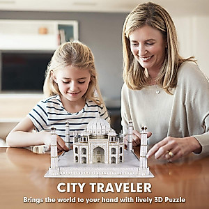 CubicFun National Geographic 3D Puzzle for Adults Kids Taj Mahal India Architecture 3D Jigsaw Building Model Kit with Booklet Gifts for Woman Men, 87 Pieces