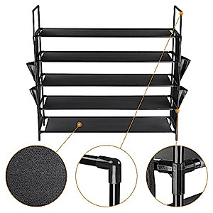 Yescom 5-Tier Shoe Rack Storage Organizer 25 Pair for Entryway,Hallway,Closet Black