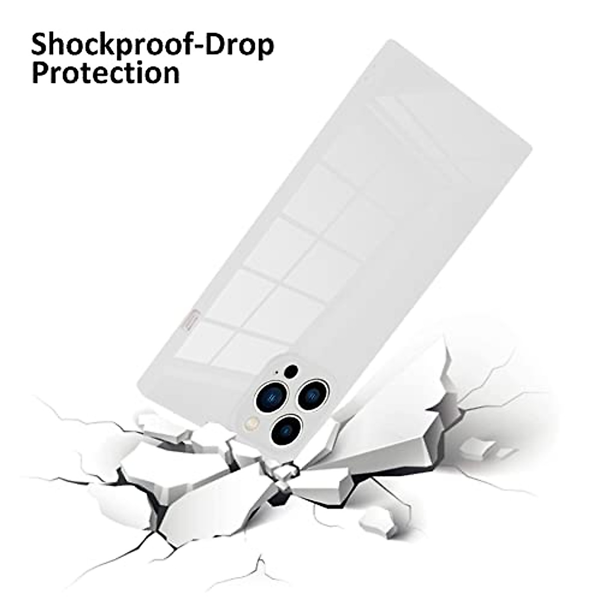 LSL for iPhone 13 Pro Max Case Square White Soft TPU Bumper Anti-Drop Anti-Scratch Shock Absorption Protective Wireless Slim Cover Compatible with iPhone 13 Pro Max 6.7 Inch for Women Girls Men