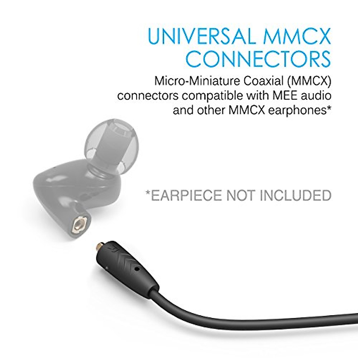 MEE audio BTX1 Bluetooth wireless universal MMCX adapter cable with Qualcomm aptX® technology, microphone, and remote (Black)
