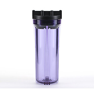 Hydronix HF3-10CLBK34, 10" Clear Housing with Black Rib Cap For RO & Filtration Systems, 3/4" Ports