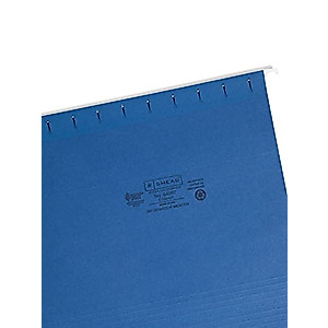 Smead Colored Hanging File Folder with Tab, 1/5-Cut Adjustable Tab, Letter Size, Navy, 25 per Box (64057)