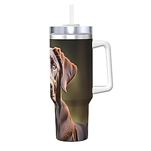 HULIBIN Brown Labrador Retriever Print Double Deck Stainless Steel Travel Coffee Cup With Lid 40 Oz Ice Bully Cup