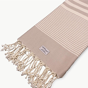 Agah Home Turkish Beach Towel - Beach Towel for Adults - Quick Dry Beach Towel for Bathroom - Compact Beach Towel for Vacation - Turkey Sand Resistant Beach Towels - 40' × 70' (Hereke-Beige)