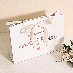 Crisky Will You Be My Bridesmaid Gift Bags, Bridesmaid Proposal Bags Bridesmaid Gift Rose Gold, 1 Maid of Honor & 6 Bridesmaid