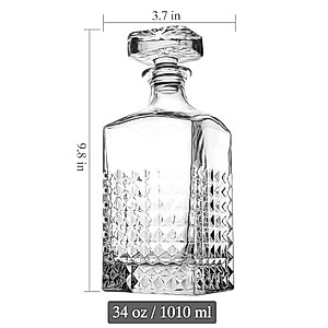 LIGHTEN LIFE Whiskey Decanter,34 oz Liquor Decanter with Stopper in Gift Box,Premium Bourbon Decanter,Crystal Scotch Decanter for Whiskey,Bourbon,Scotch…