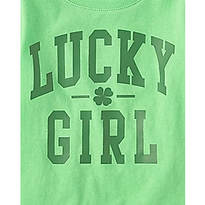 The Children's Place,And Toddler Girls Short Sleeve Graphic T-shirt,Baby-Girls,Lucky Girl,5T