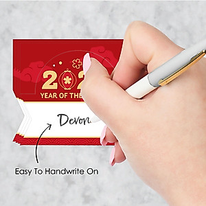 Big Dot of Happiness Lunar New Year - 2024 Year of the Dragon Tent Buffet Card - Table Setting Name Place Cards - Set of 24
