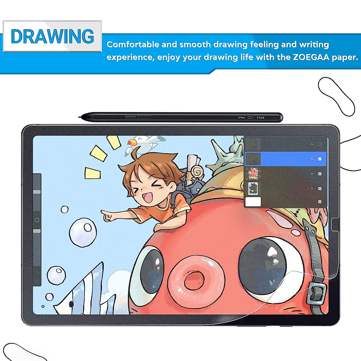 ZOEGAA Paper Screen Protector Compatible with Galaxy Tab S6 Lite 10.4 inch 2024, Matte Samsung S6 Lite Screen Protector Anti-Glare Anti-Blue Light,for Write and Draw on Paper Compatible with S Pen