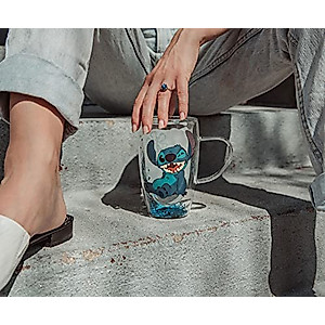 Disney Lilo & Stitch Ohana Means Family Confetti Glass Mug | Holds 15 Ounces