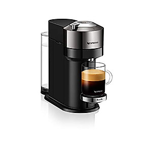 Nespresso Vertuo Next Deluxe Coffee and Espresso Maker by De’Longhi, Pure Chrome with Aeroccino Milk Frother,1.1 liter , Black