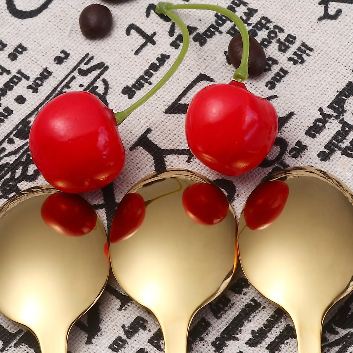 Buyer Star 12 Pieces Gold Teaspoons 5.5-Inch Mini Coffee Spoons Stainless Steel Sugar Demitasse Espresso Spoons