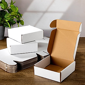 Gersoniel 100 Pcs Small Shipping Boxes 6 x 6 x 2 Inches Christmas Gift Shipping Corrugated Cardboard Mailing Boxes for Small Business Cardboard Corrugated Mailer for Packing(White)