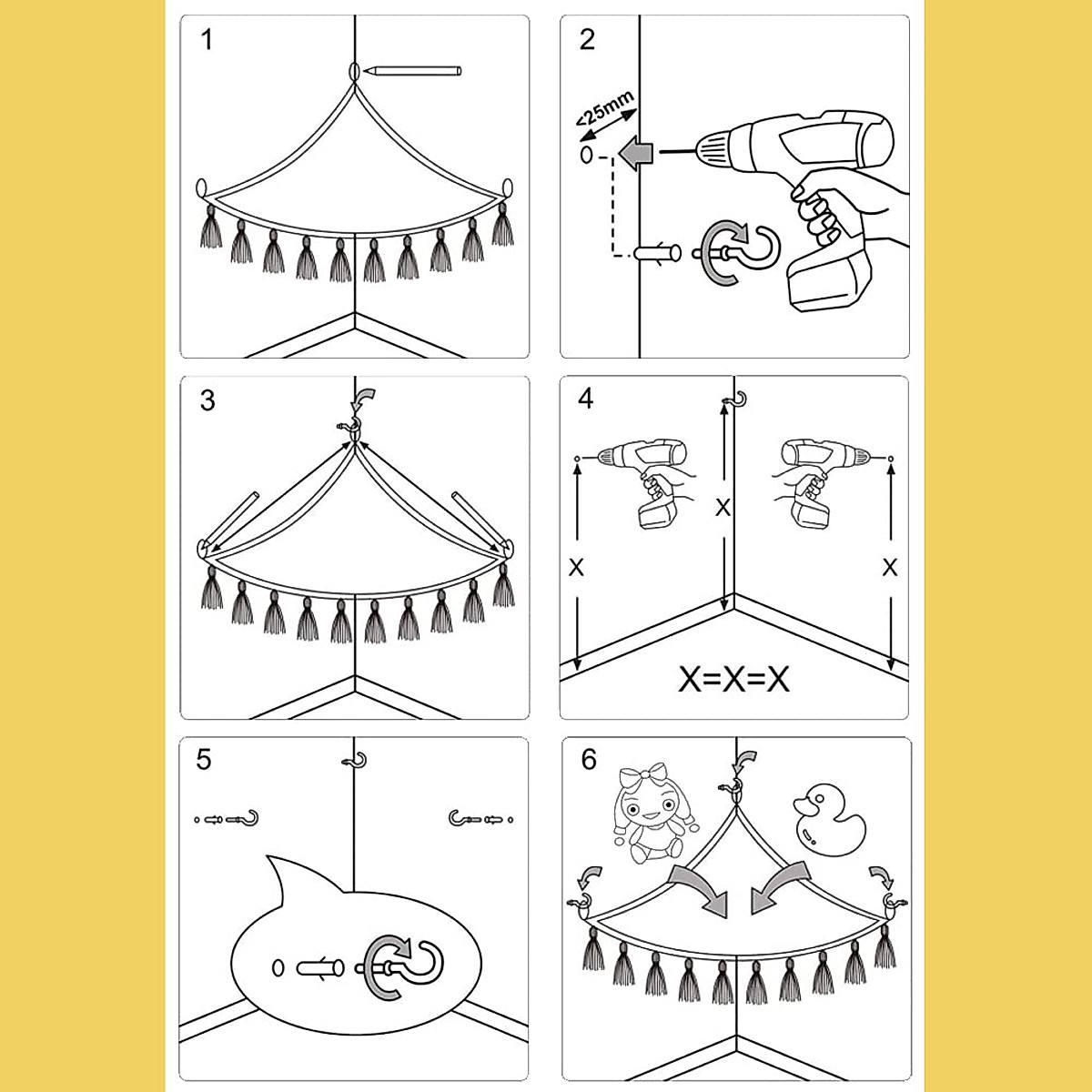 SOPEWOD Stuffed Animal Hammock to Store Plush Pet Toys,Stuffed Animal Net with Tassels,Toy Hammock with Boho Style,Toy Net Hammock with Star String Lights (Small)