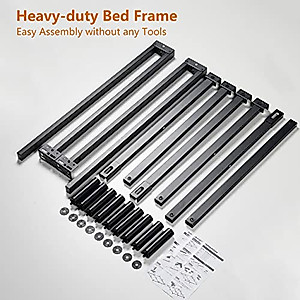 Realuson Basics Metal Bed Frame Queen Size,7 Inch Low to Ground Bed Base 9-Leg Support for Box Spring and Mattress,Heavy Duty Sturdy Black Bedframe,Tool-Free Easy Assembly