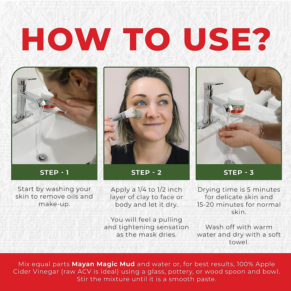 Mayan Magic Mud Powerful Deep Pore Cleansing Calcium Bentonite Clay - Natural Face Mask Peel For Men And Women - USA Made Full Facial Skin Care - Spa Level Beauty Products That Cleanse Skin - 16 Oz