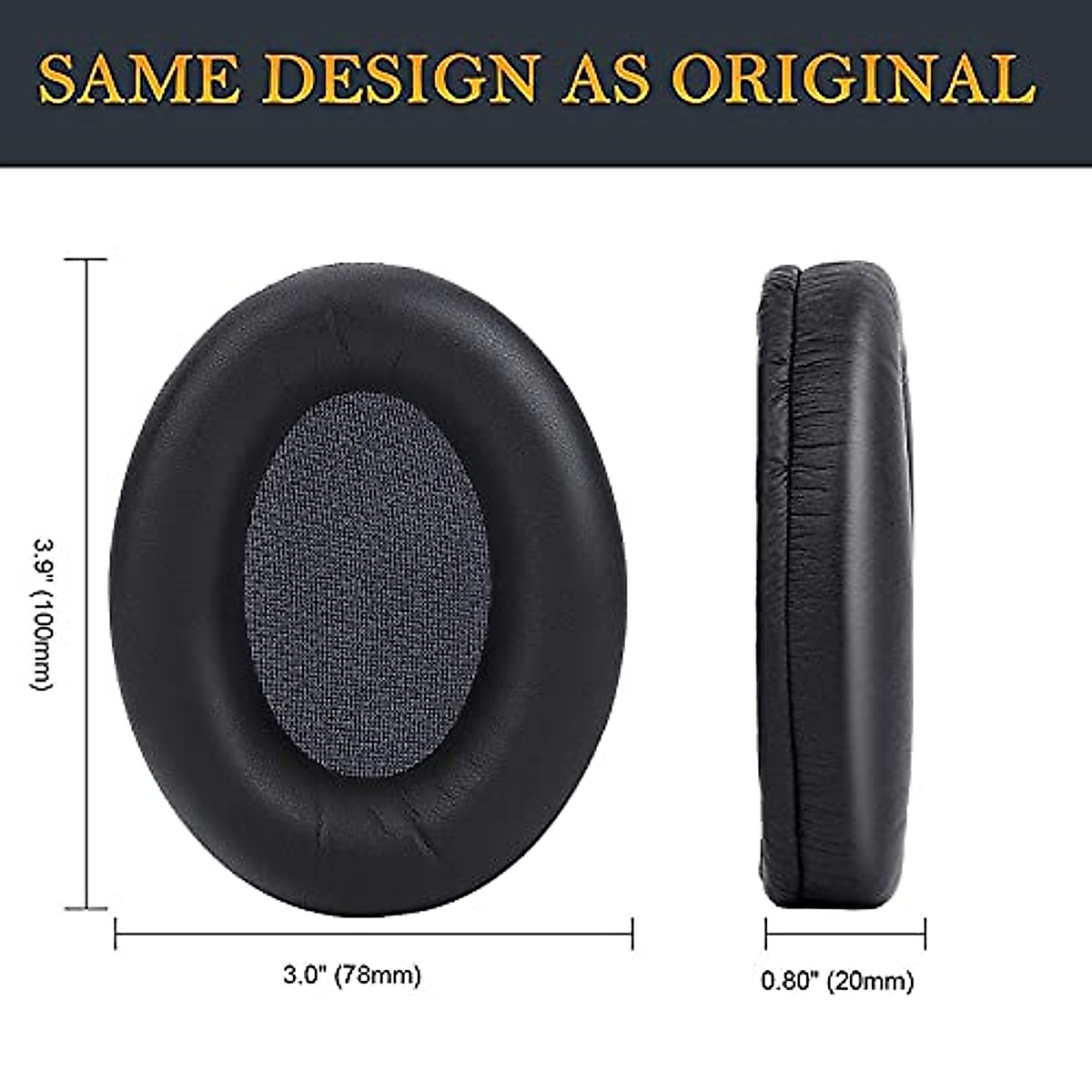 SOULWIT Replacement Earpads for Sony WH-1000XM4 (WH1000XM4) Headphones, Ear Pads Cushions with Noise Isolation Memory Foam, Added Thickness, Without Affecting Sensor-Black