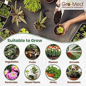 Gro-Med Organic Coconut Coir Brick Expands Upto 10 Quarts - Best for Gardening, Seed Starter, Potting Soil Mix - 1.4 lb Compressed Coir for Flowers, Herbs, Vegetables - OMRI Listed Low EC Balanced pH