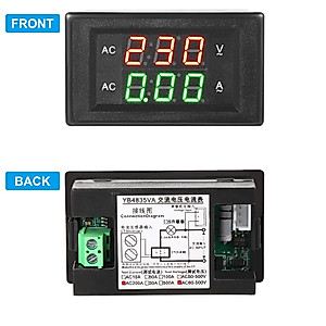 Volt Amp Meter 500V 200A Voltmeter Voltage and Current Meter Digital Dual Display, 0.39 Inches LED 2 in 1 Multimeter, 2-Wire Voltage Amperage Tester Gauge with Current Transformer (2)