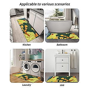 Fall Leaves Bath Mat for Tub,Non Slip Bathroom Floor Runner Rug Quick Dry & Absorbent Diatomaceous Earth Shower Sink Kitchen Doormat,Abstract Middle Century Plant Leaf Aesthetics Art Decor 18"x60"