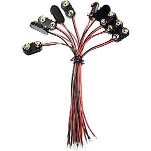 LampVPath (Pack of 10 I-Type 9V Battery Connector, 9 Volt Battery Clip, 9V Battery Clip Connector with Wire and Hard Buckle Plastic Housing