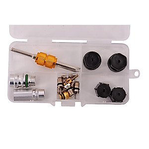 Mobling Air Conditioning Valve Core Kit [15 Pcs] | for R12 or R134a | with Seal Caps for A/C Refrigeration & AC Service Valves | Car & HVAC AC System Charging Port Kit