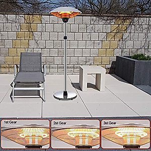 SOARRUCY Patio Heaters for Outdoor - Stainless Steel Outdoor Heater 3 Levels Adjustable Power Waterproof, Dump Power Off Outdoor Heaters for Patio