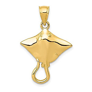 IceCarats 14K Yellow Gold Necklace Charm Pendant 30mm x 18mm Only
