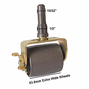 Heavy Duty Steel Stem Bed Frame Wheels Casters Rollers with Plastic Inserts, Set of 6 Locking