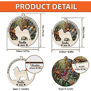 Nazenti Rainbow Bridge Pet Memorial Gifts, Rainbow Bridge Pet Memorial Gifts Suncatcher, Personalized with Name Date Dog Breeds Suncatcher, Pet Memorial Ornament Dog, Best Large Dog Gifts