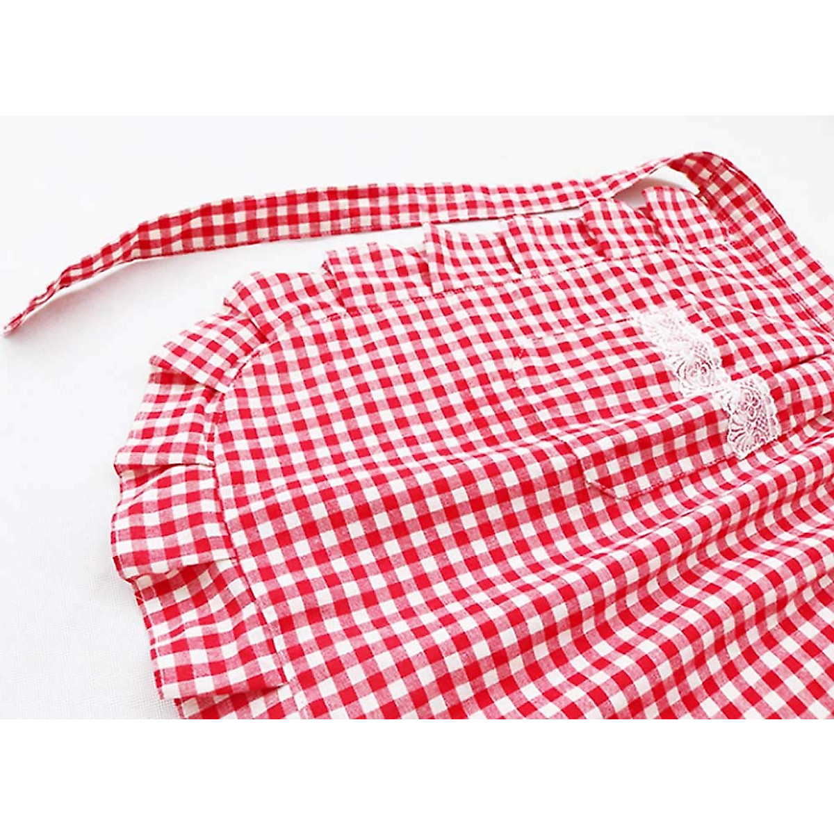 CRB Fashion Waist Pocket Half Bistro Kitchen Cooking Apron Fits Size XS to Large Red Checkered