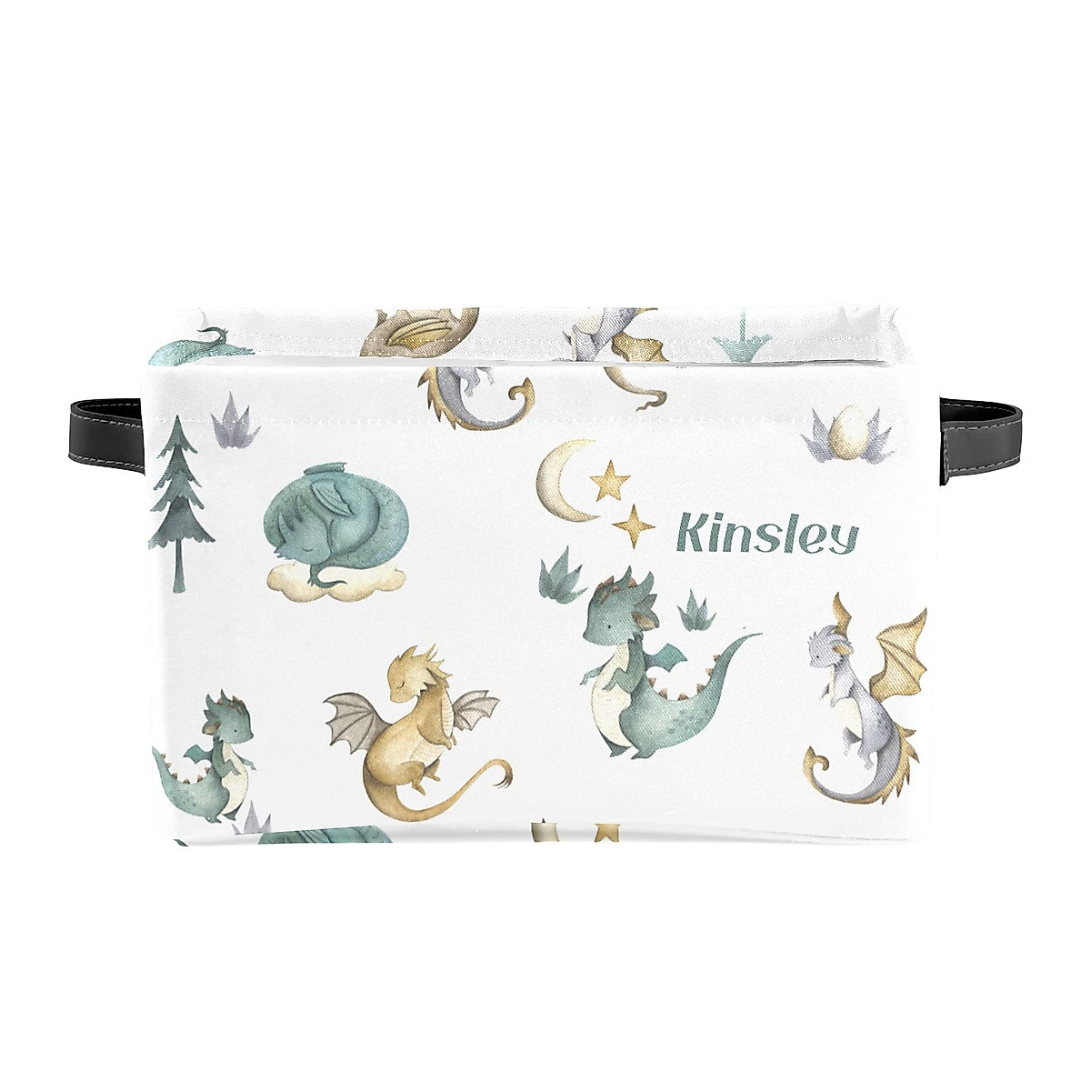 EasyeeUMe Animal Watercolor Dragon Rectangular Laundry Basket Nursery Storage Fabric Storage Bin Storage Hamper,Book Bag,Gift Baskets 1 Pack