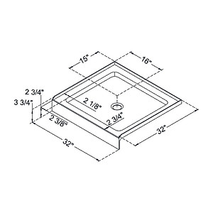 DreamLine SlimLine 32 in. D x 32 in. W x 2 3/4 in. H Center Drain Single Threshold Shower Base in White, DLT-1132320