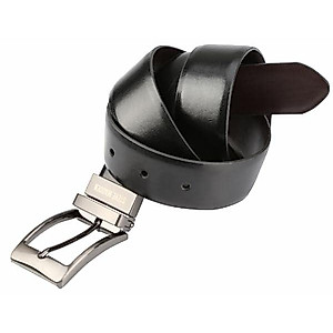 Steve Madden Men's Dress Casual Every Day Leather Belt, Black/Brown (Burnished), 40