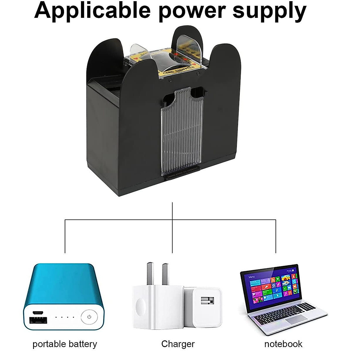 INFIJYON 1-6 Card Shuffler, New Upgraded USB/Battery Powered Casino Poker Auto Shuffler for House Party Card Games, Poker, Blackjack, Uno, Texas Hold'em