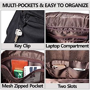 Kasqo Backpack for Men and Women, 15.6 Inch Laptop School Backpack Large Capacity Water Resistant Drawstring Flap School Bag College Student Bookbag, Black