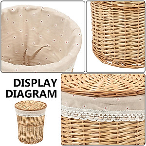 Ciieeo Handwoven Laundry Hamper, Rattan Clothes Laundry Basket with Lid and Liner Wicker Storage Baskets Nursery Basket Bin Sundries Container for Countertop Decor A