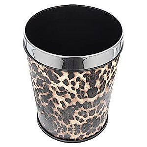 Kitchen Waste Bins Waste Basket Round Trash Can Retro Waste Basket Small Waste Paper Basket 5L Bathroom Garbage Bin Leopard Dustbin for Home Office Living Room Trash Cans Recycling Bin