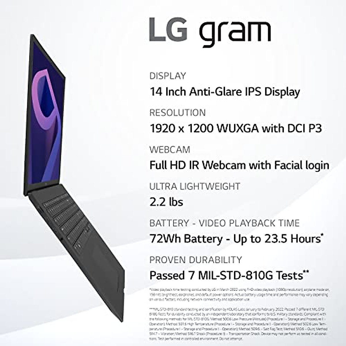 LG Gram (2022) 14Z90Q Ultra Lightweight Laptop, 14" (1920 x 1200) IPS Display, Intel Evo 12th Gen i5 1240P Processor, 16GB LPDDR5, 512GB NVMe SSD, FHD Webcam, WiFi 6E, Thunderbolt 4, Windows 11, Black