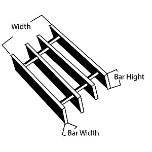 Des Moines Steel - Bar Grating: Width 36" Bar Size H 1-1/4" X W 3/16'' (1, 4')