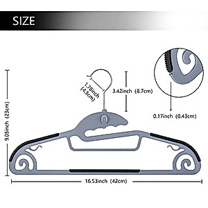 Bumodel 30 Pack Magic Extender Coat Hanger Ultra Thin Plastic Hangers with Non-Skid Rubber Padded Neck Protect Closet Space Saving Clothing Hangers for Jean, Skirt, Ties, Bras, Sweater, Suit (Black)