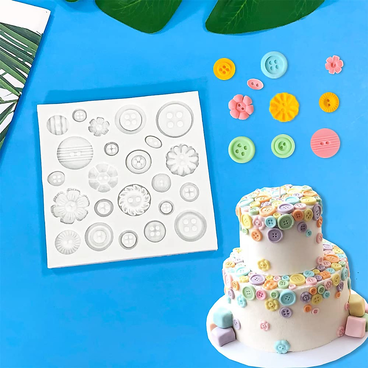 Button Shape Silicone Fondant Mold for Cake, Candy Chocolate Gumpaste Resin Button Making Mold