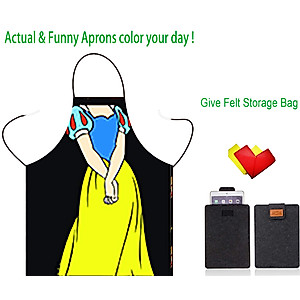 sloHEXtted Princess Character Snow White Apron-Black Cartoon Cute Apron for Girl Women Lady Kitchen Chef Cooking BBQ Bib Apron Gift Party Cosplay Costume,Disney Princess