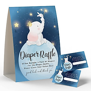 Diaper Raffle Tickets for Baby Shower Sign，Baby Shower Invitations with Diaper Raffle Cards - Baby gender neutral tickets(1 Sign with 50 Raffle Tickets) Toctose018