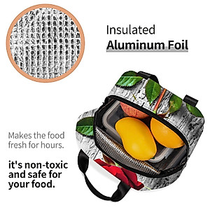 DICITNET Red Rose Lunch Box Reusable Insulated Lunch Bag Ladies Men's Lunch Box Suitable for Camping Office School