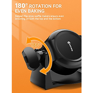 Waffle Maker, 1400W Double Belgian Waffle Iron 180° Flip, 8 Slices, Rotating & Nonstick Plates, Removable Drip Tray for Easy Cleaning, Cool Touch Handles, Space Saving Storage, Black