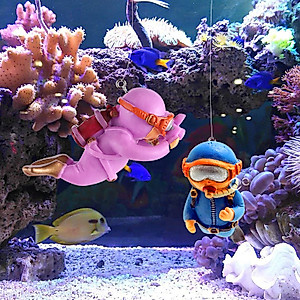 MTAP 2PCS Aquarium Decorations, Cute Diver Fish Tank Accessories, Floating Device Aquarium Ornament Diver Tank Accessories,Suitable for All Kinds of Fish Tanks